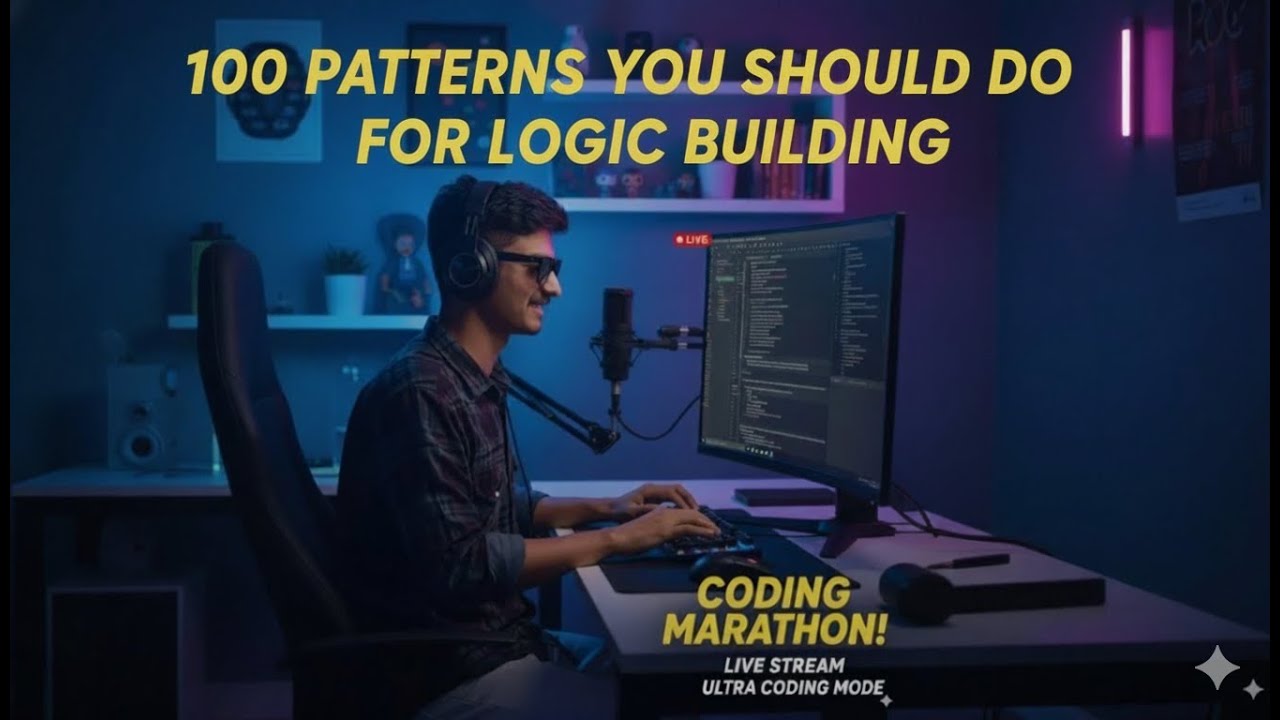 Solving 100 Patterns using Java || Logic Building || Coding Live Stream ...