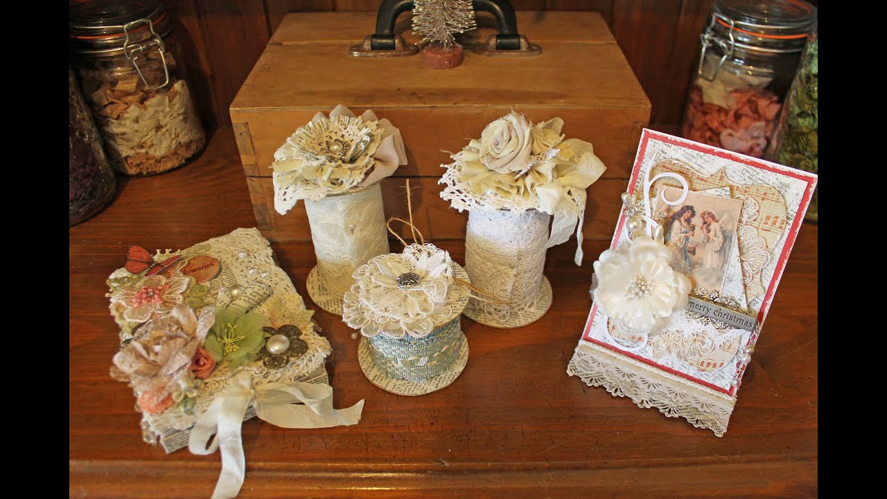 Cardboard Spools, Altered Box and Christmas Card - TP Roll Crafts - YouTube