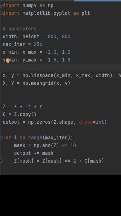 How to create a mandelbrot fractal in 30 seconds?(code i description) # ...