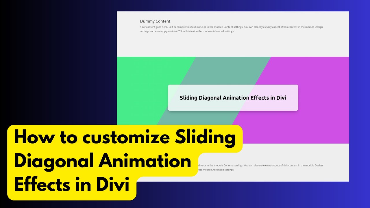How to customize Sliding Diagonal Animation Effects in Divi - YouTube