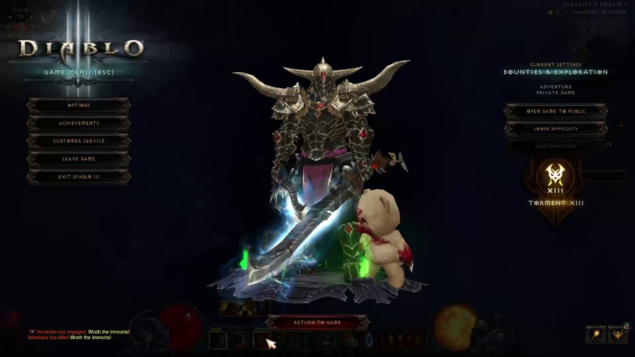 Diablo 3: Season 16 - Working on finding the Bul-Kathos's Weapon Set ...