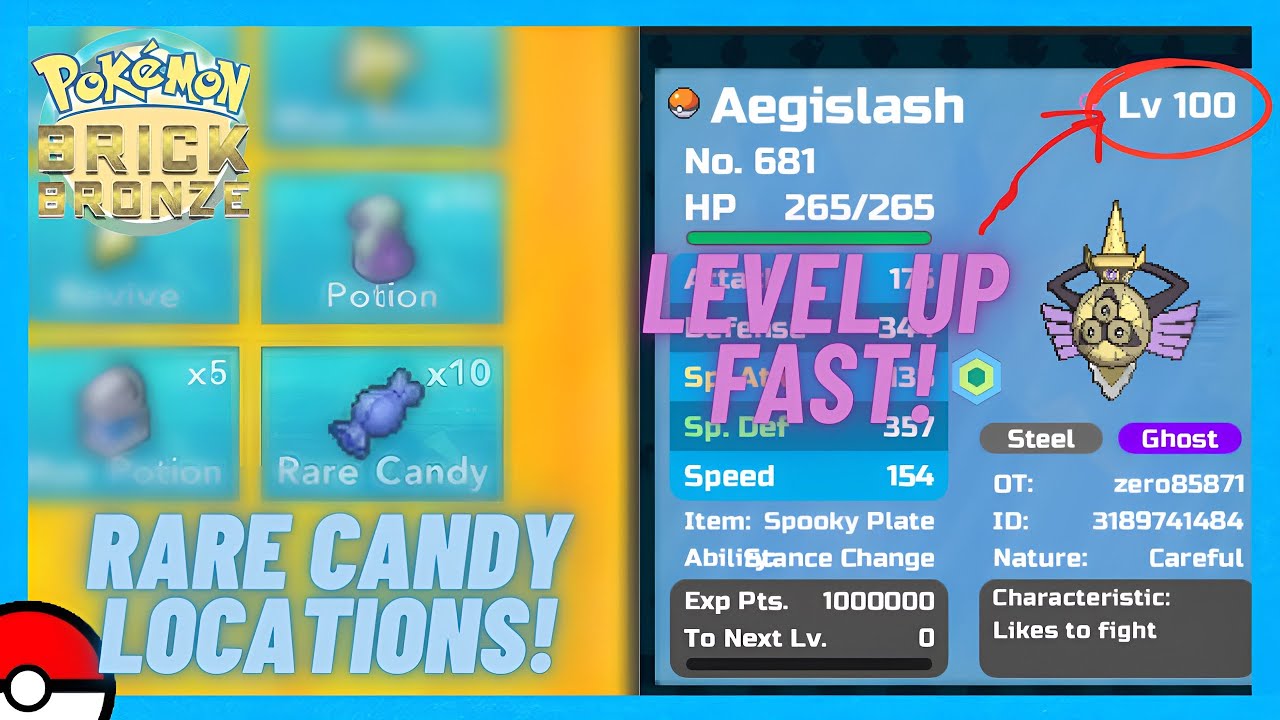 All Rare Candy Locations | Pokemon Brick Bronze - YouTube