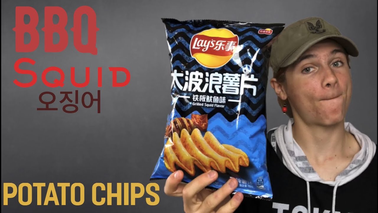 GRILLED SQUID CHIPS - Korean BBQ squid flavored potato chips taste test ...