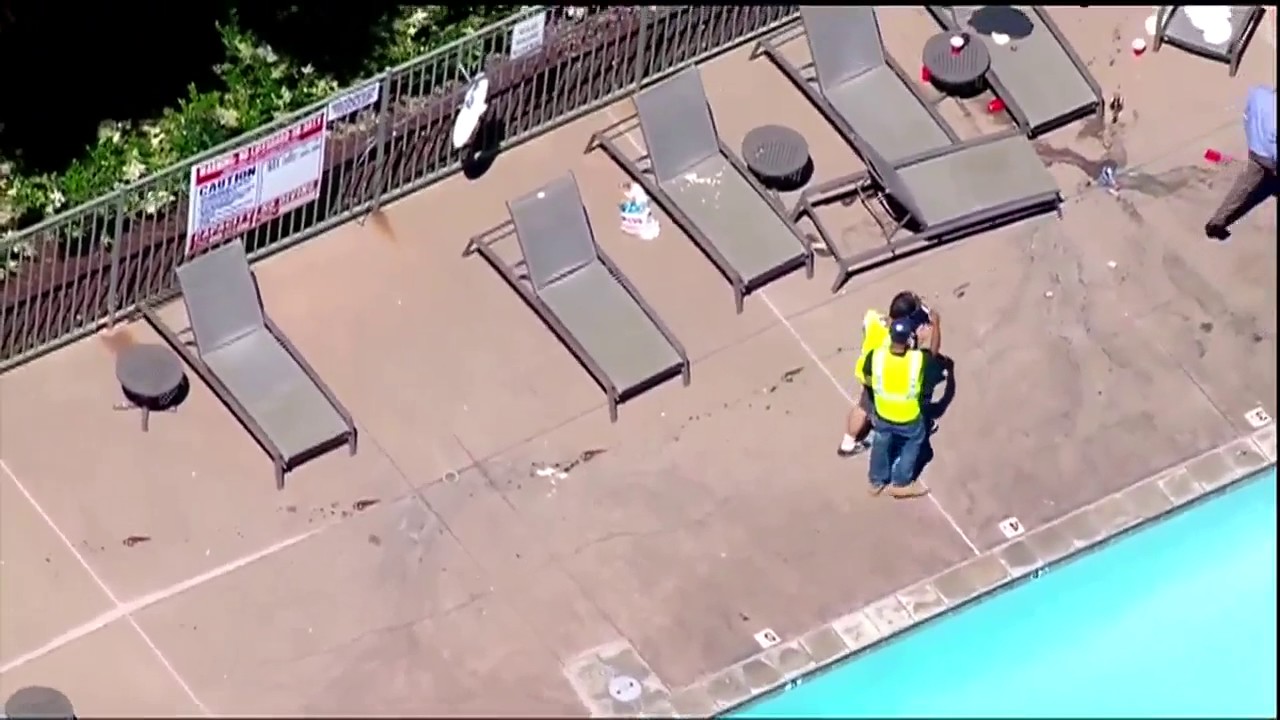 Aerial view of pool party shooting (WARNING: Graphic) - YouTube
