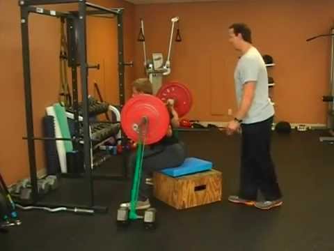 FreeFitnessVideos.com: Banded Barbell Box Squat - YouTube