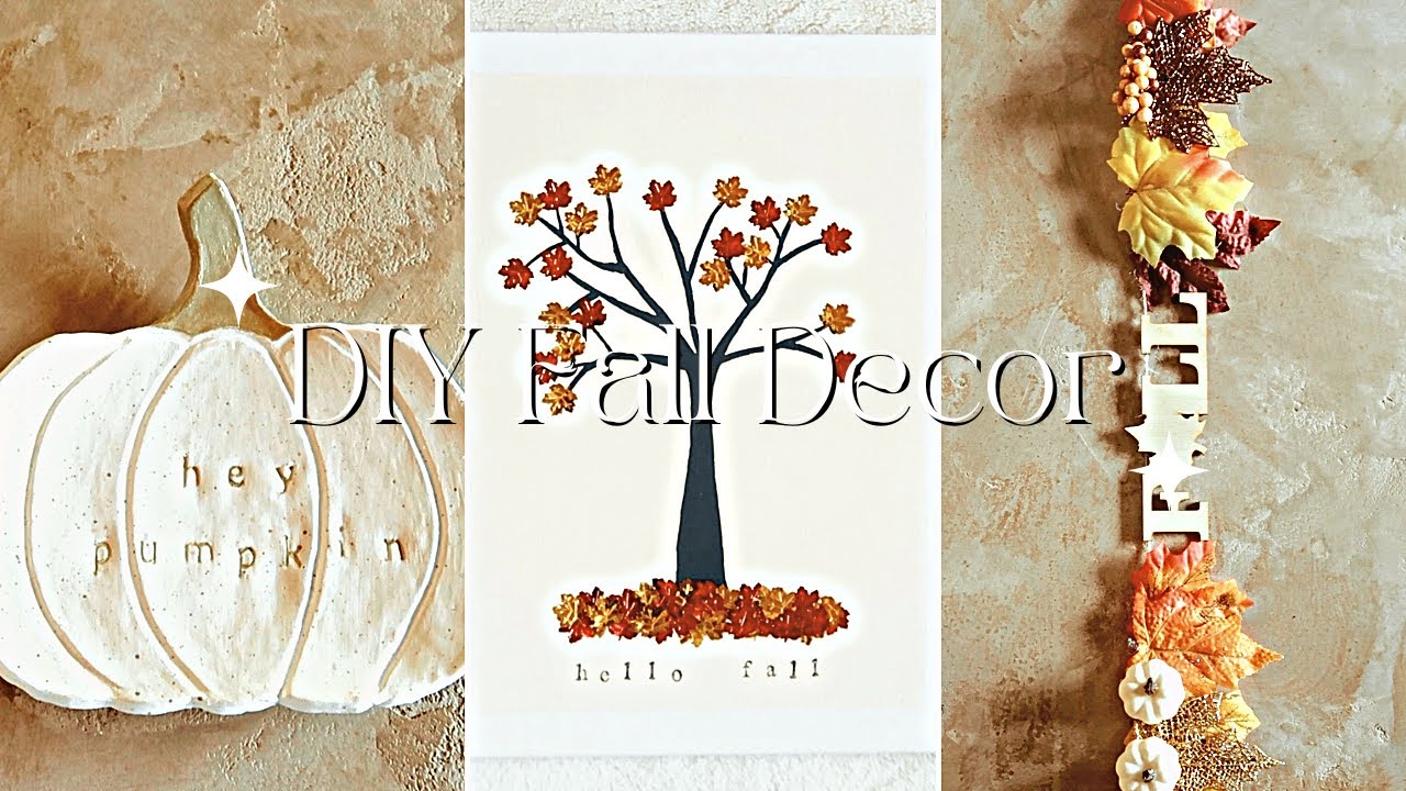 Air Dry Clay Pumpkin Trinket Dish, Fall Tree Painting & Fall Garland ...