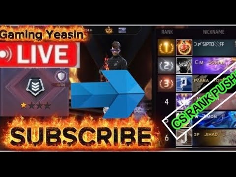 CS RANK push Live/ ff live Rank push /FREE FIRE CSLiVE /GAMING YEASIN🥺 ...