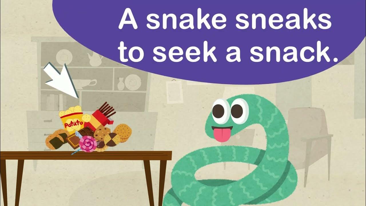Tongue Twister︳A snake sneaks to seek a snack. ︳English for kids︳S ...