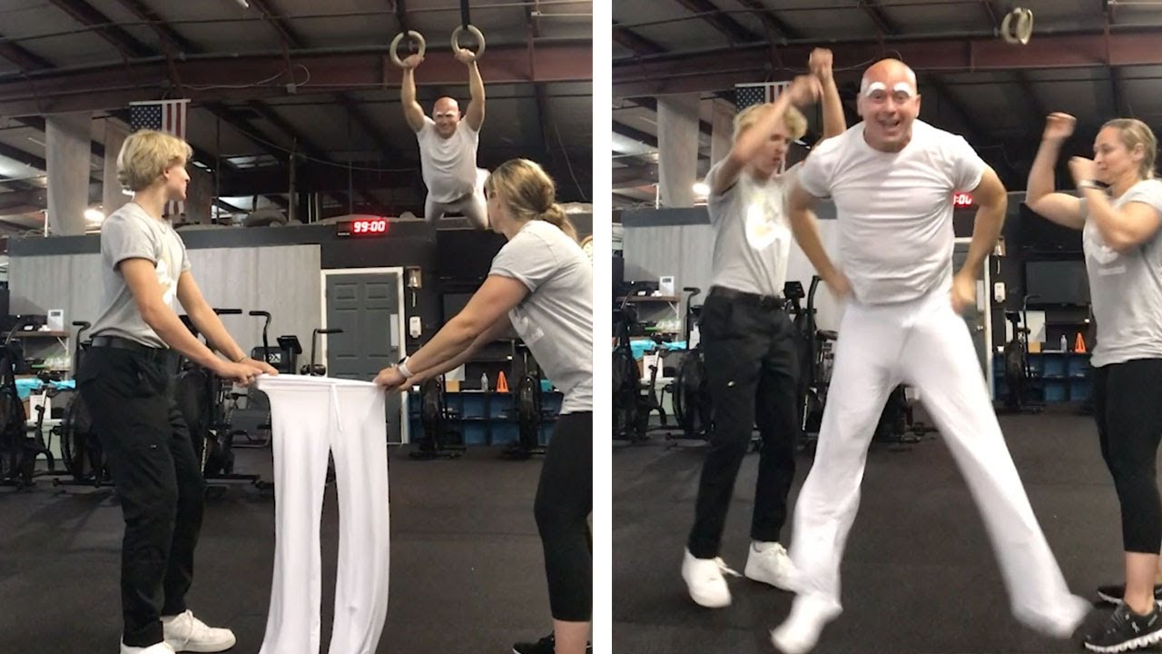 Professional Mascot Swings Into Trousers From Acrobatic Rings - YouTube