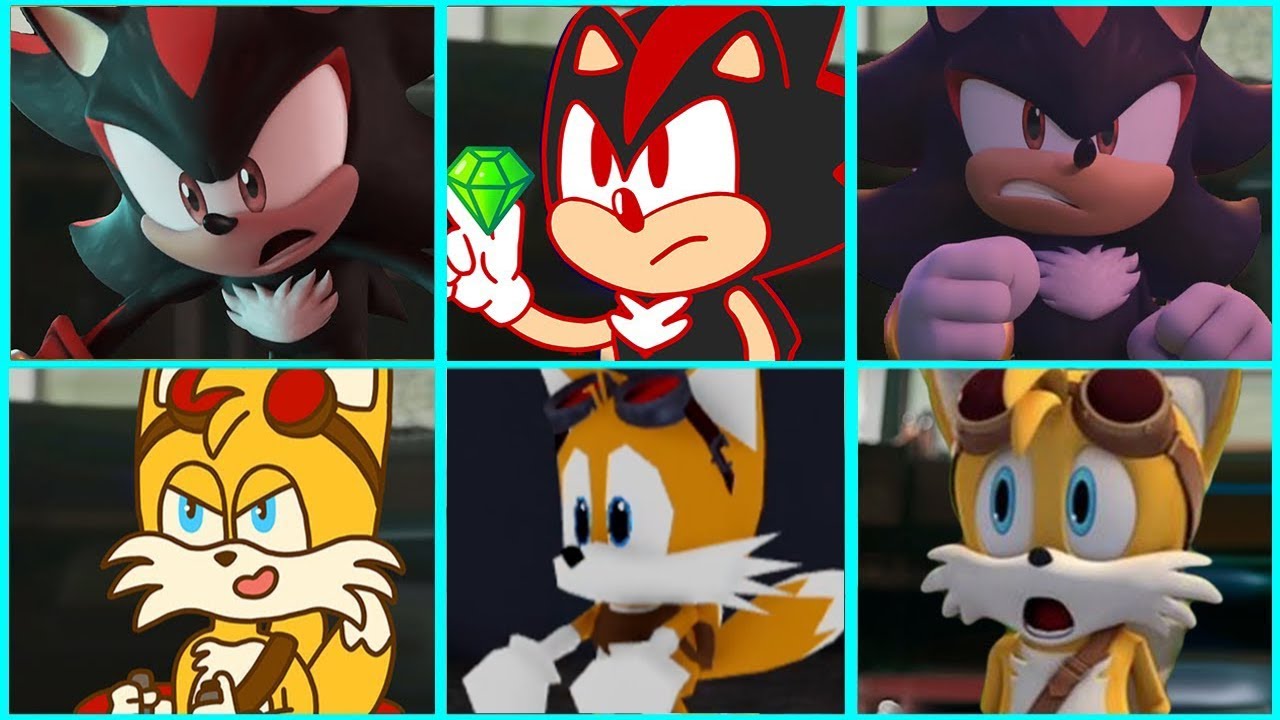 Sonic The Hedgehog Movie SHADOW vs Tails Sonic Boom Uh Meow All Designs ...
