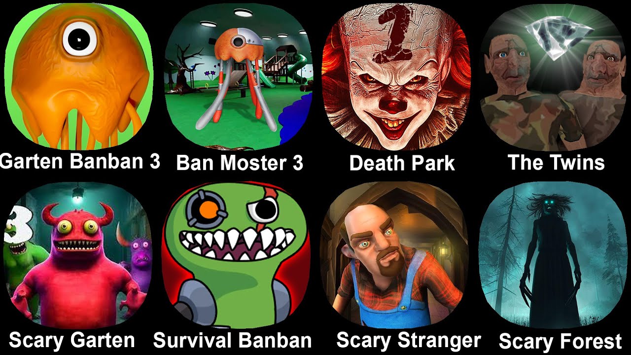 Garten Of Banban 3, Ban moster 3, Death Park, The Twins, Scary Garten ...