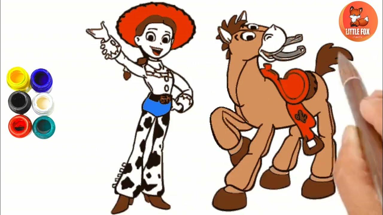 Toy Story -Jessie & Bullseye |How to draw Jessie easily in Step by Step ...