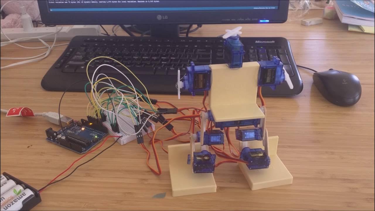 Biped "Humanoid" Robot Arduino - 9 servos - YouTube