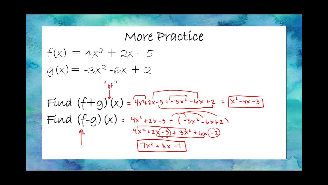 12. Adding, Multiplying, Subtracting, and Dividing Functions - YouTube