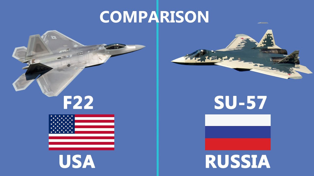 Comparison of two advanced fighter jet USA’s F22 vs Russian built Sukhoi SU57 fighter jet - YouTube