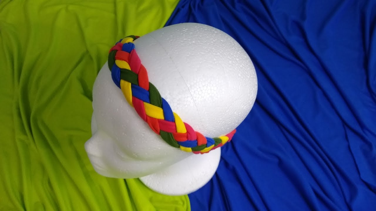 DIY Multi- Colored head band/ how to make a 5 strand head band. - YouTube