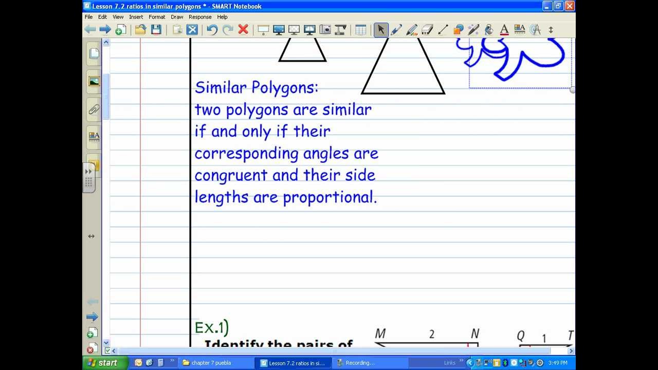 Geometry Lesson 7.2 Ratios in Similar Polygons - YouTube