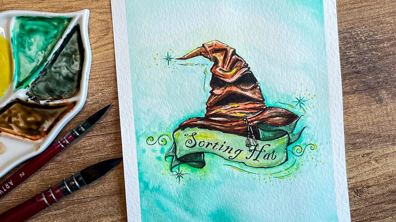 Harry Potter Watercolor Painting Tutorial | Sorting Hat | Hogwarts ...