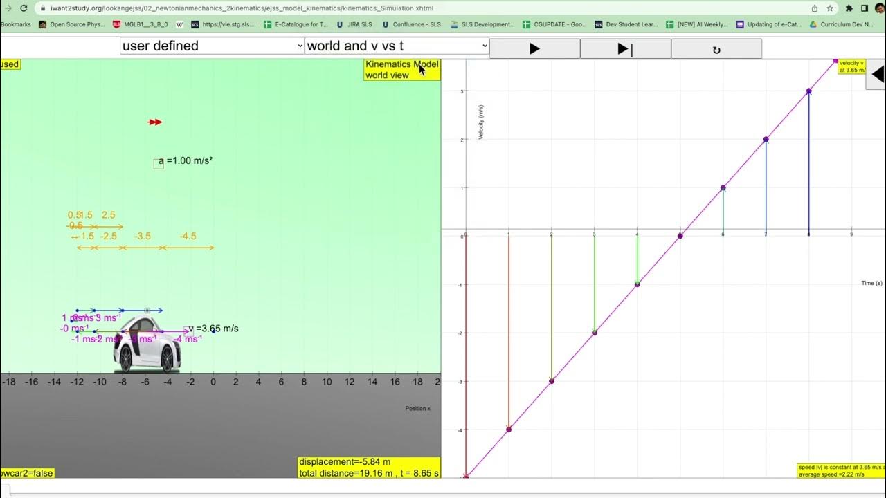 Using Easy JavaScript Simulation to explain motion of a velocity time graph problem - YouTube