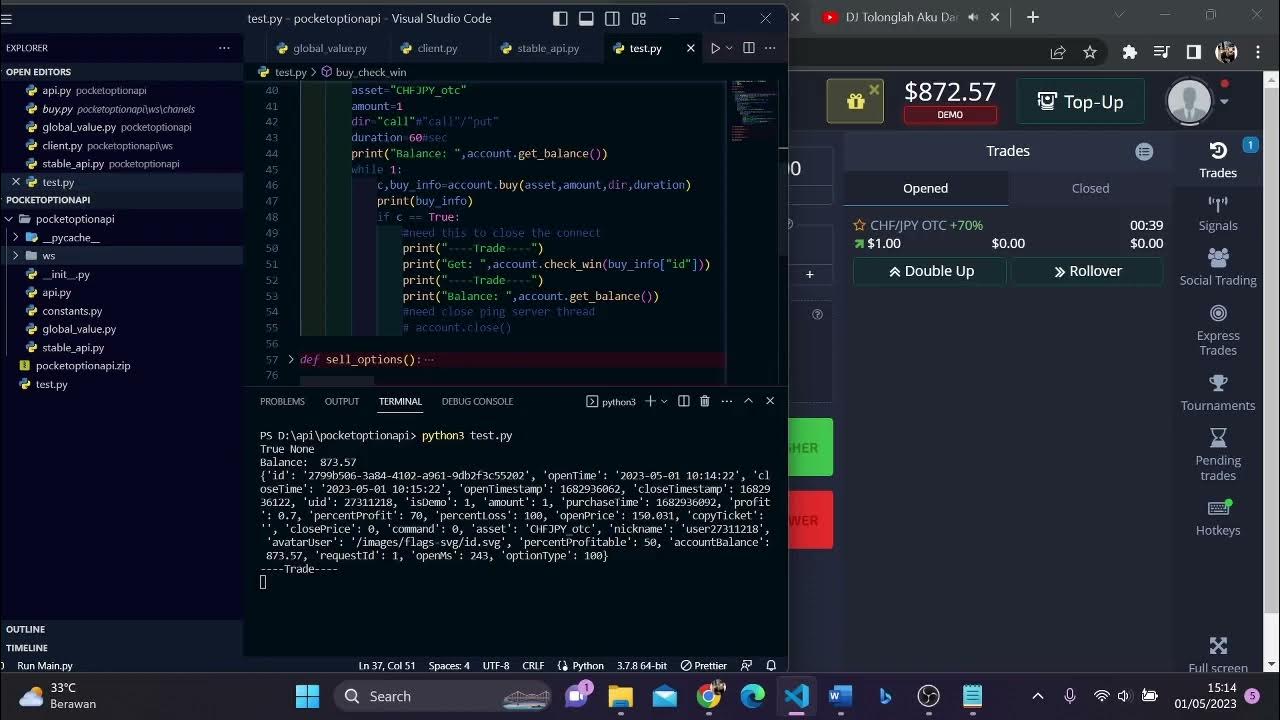 Pocket Option API (Python) - YouTube
