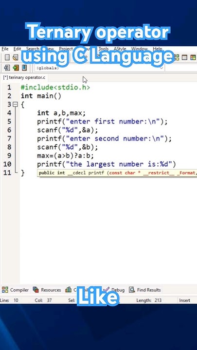 Ternary operator using C Language - YouTube