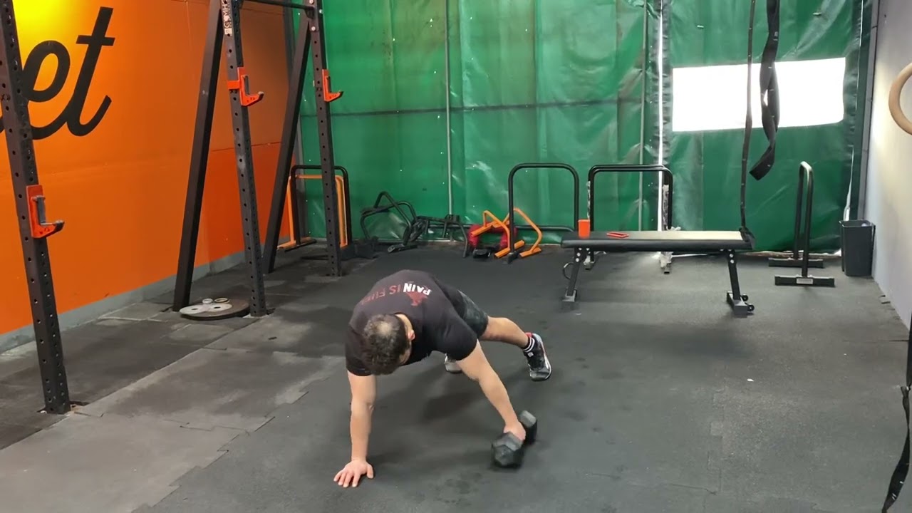 Plank DB Drag - YouTube