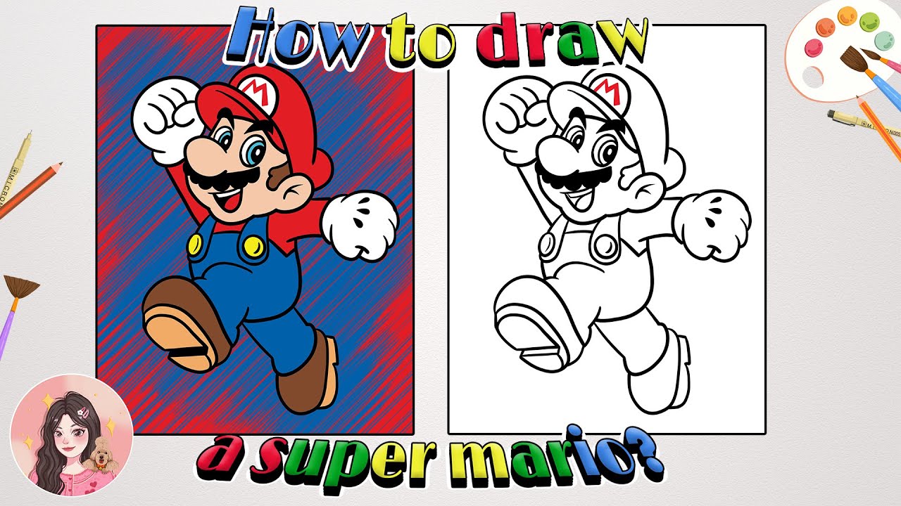 How to draw super mario? |Mario drawing|Mario Jump | Mario Game| the ...