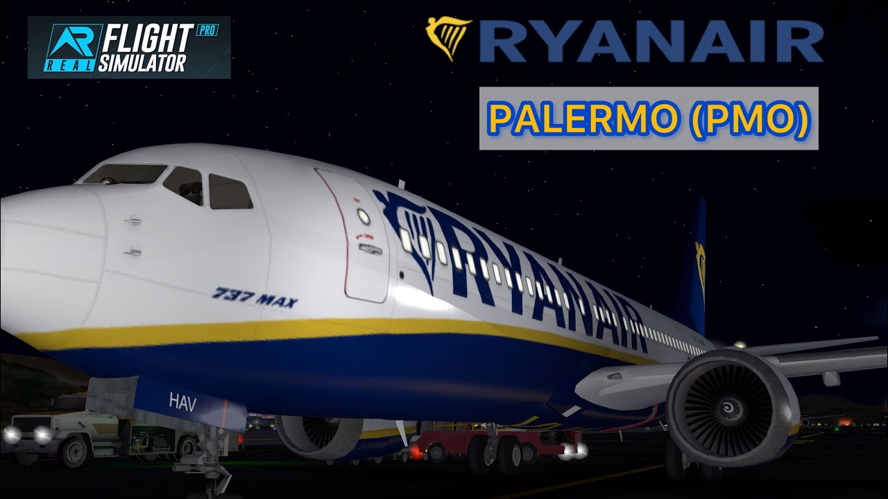 Boeing 737-8 MAX cockpit night view | landing Airport PMO Palermo ...