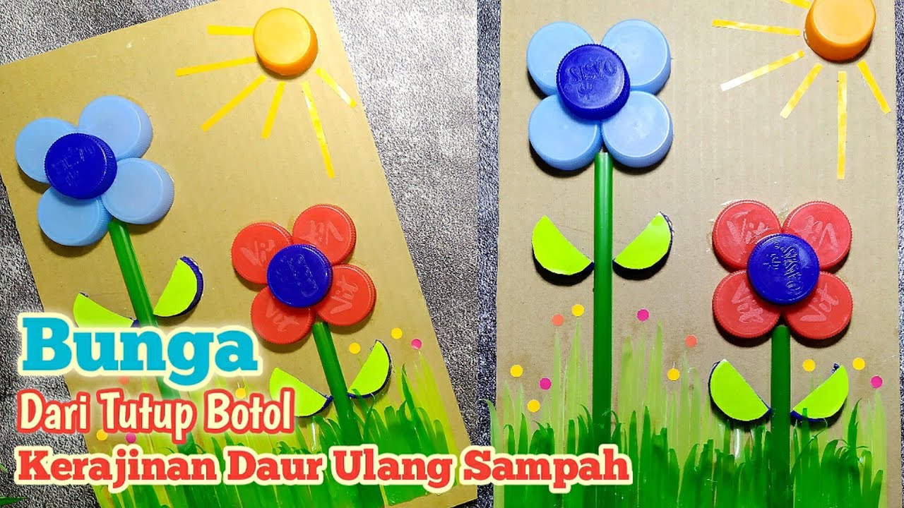 Cara Membuat Bunga Dari Tutup Botol dan Sedotan | Kerajinan Dari Tutup ...