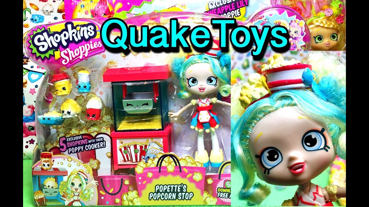 New Shopkins Shoppie Popette and her Popcorn Stop Unboxing VIP Moose ...