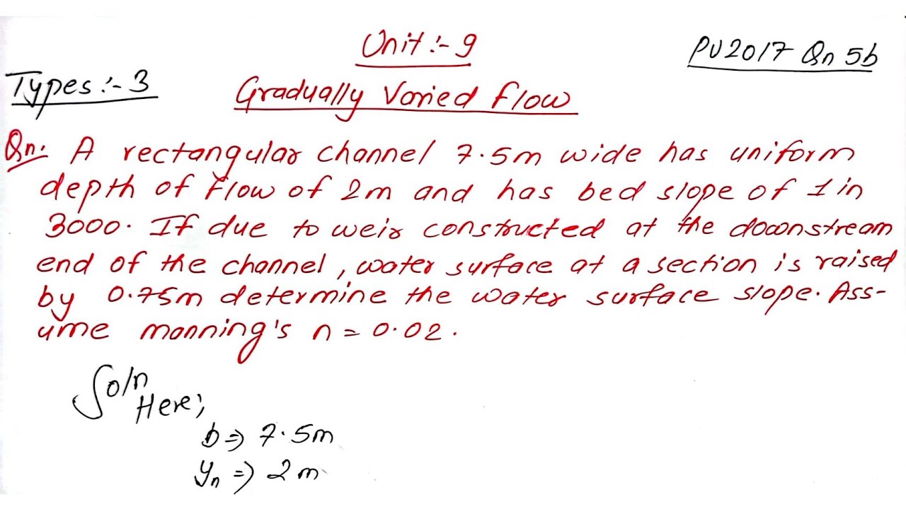 Unit:9 | Gradually Varied Flow | Types:3 | Hydraulics | BE Civil | 4th ...