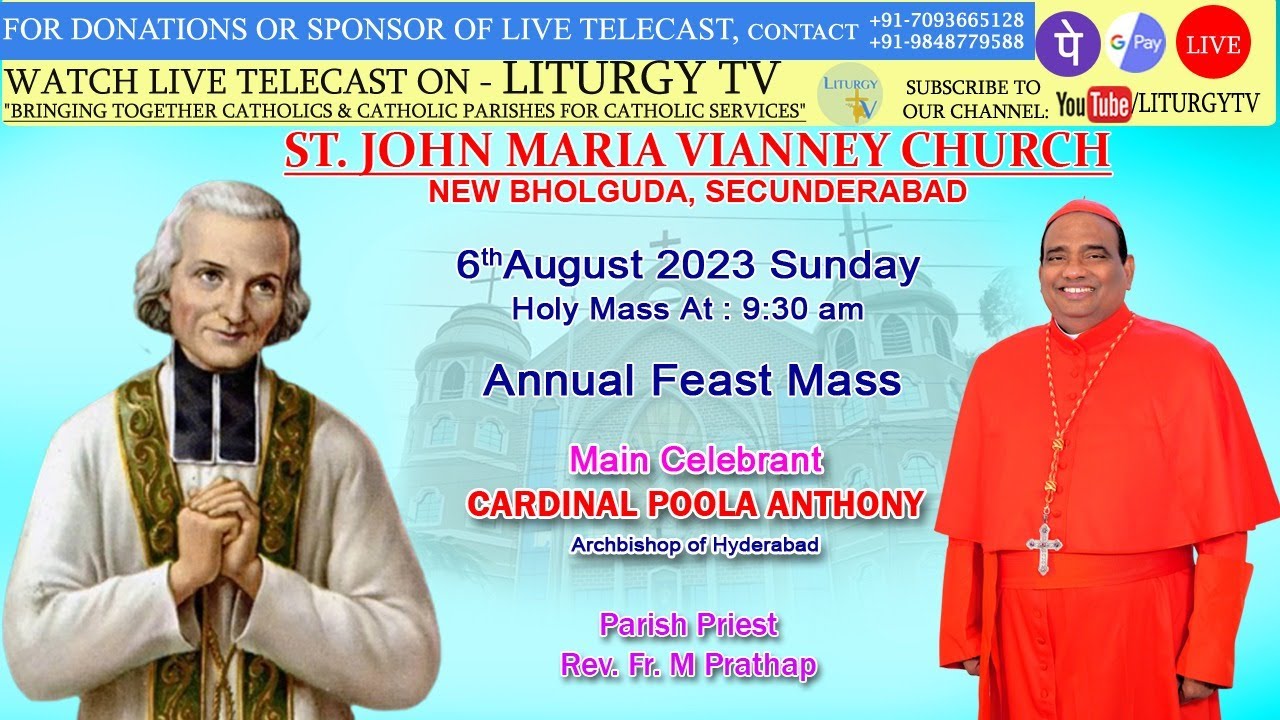 Cardinal Poola Anthony | St. John Maria Vianney | Feast Mass 9.30am | 6 ...