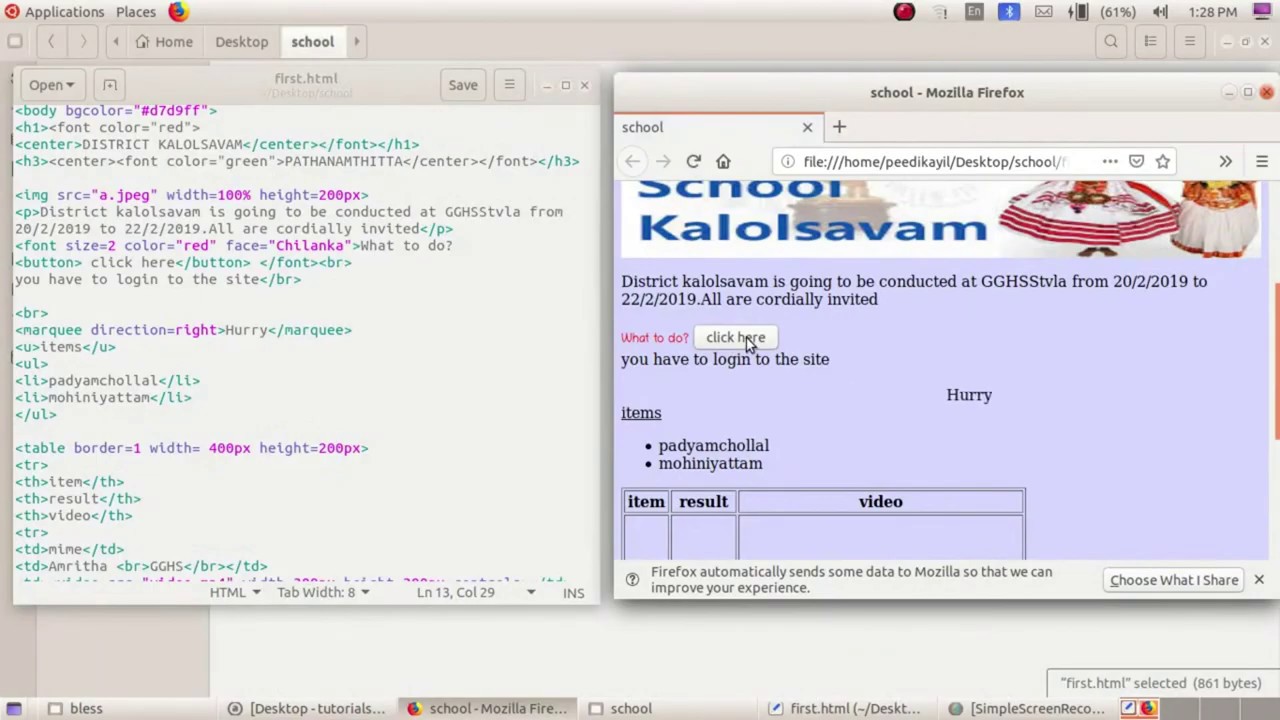 Web Page Marquee and Button - YouTube