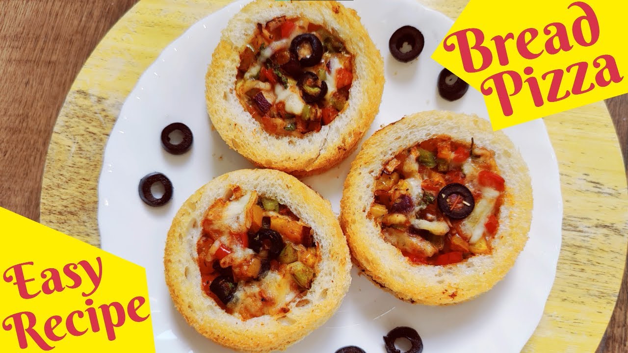 Bread Pizza Recipe | Pizza bites snacks for kids | Cheesy bread | Disc ...