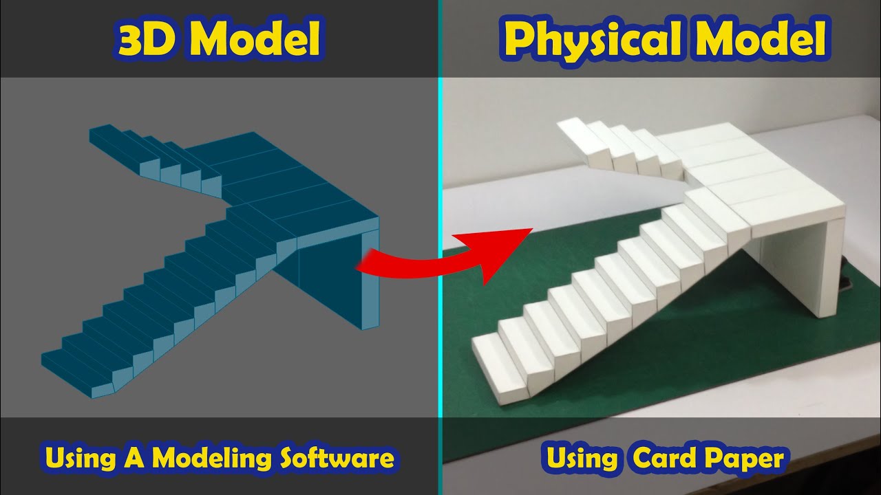 Making a Stairs Model out of Card Paper - YouTube