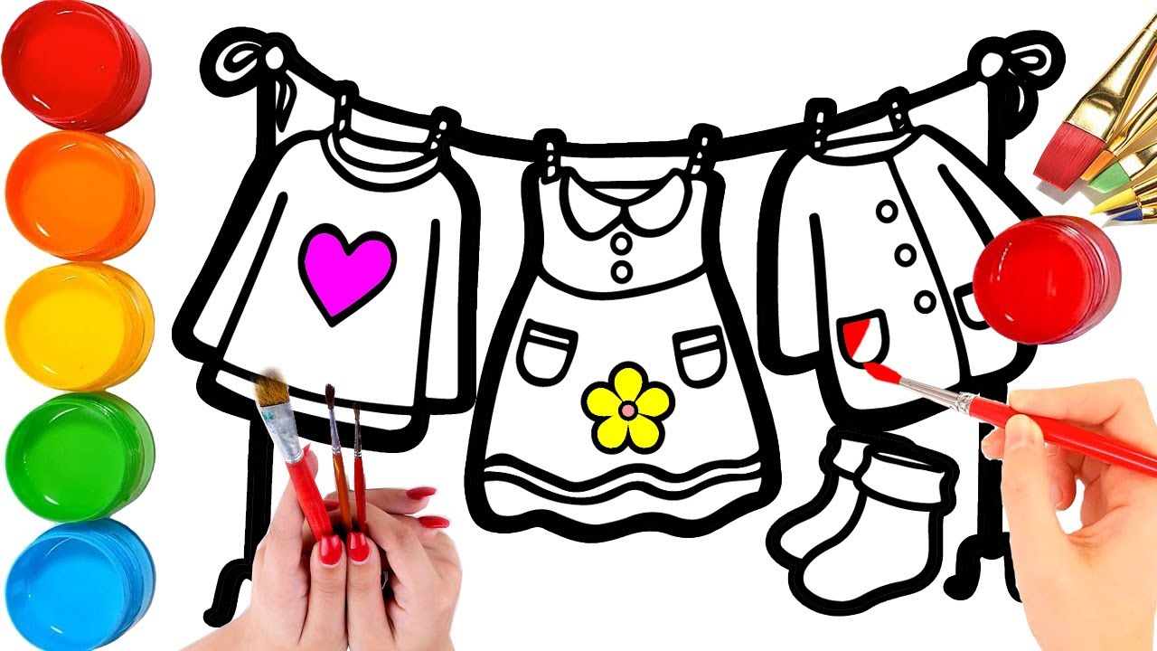 How to draw clothes line for kids, Let's painting things with basic ...