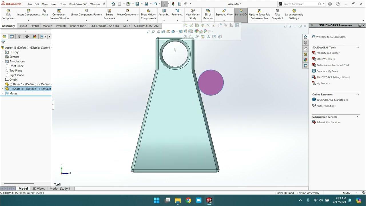 Mate: 4. Tangent Mate (SolidWorks Assembly) - YouTube