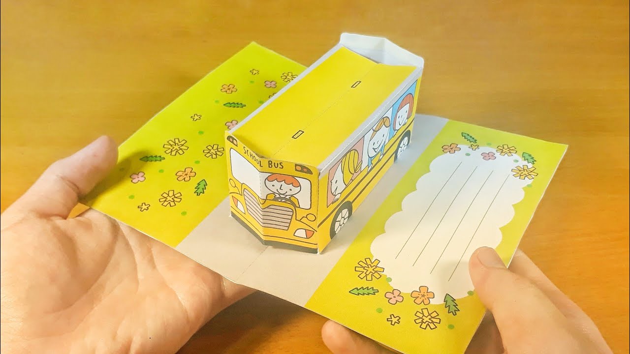 Hướng Dẫn Làm Thiệp Nổi 3D School Bus || Pop-up (School Bus) || Origami ...
