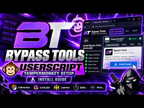 How to Install Bypass Tools Userscript with Tampermonkey (2026)  Linkvertise, LootLabs, Delta & More