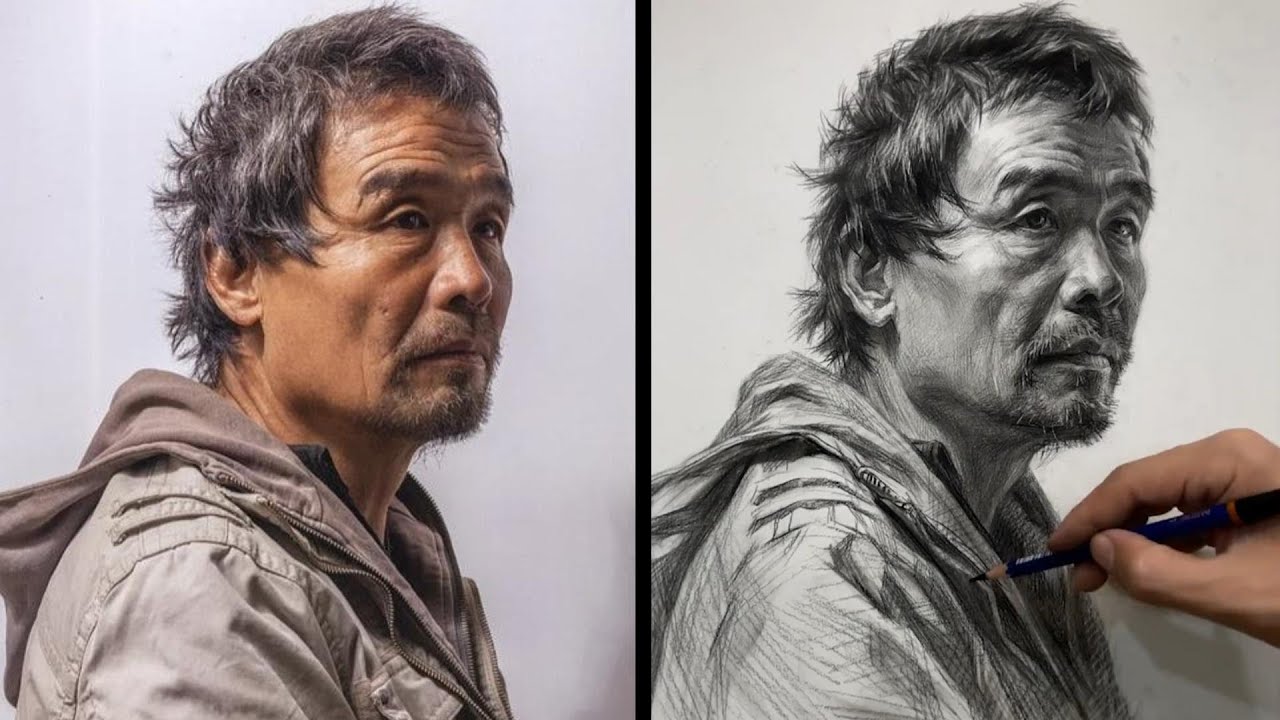 How to Draw a Middle-Aged Man Step by Step | Portrait Drawing Tutorial ...