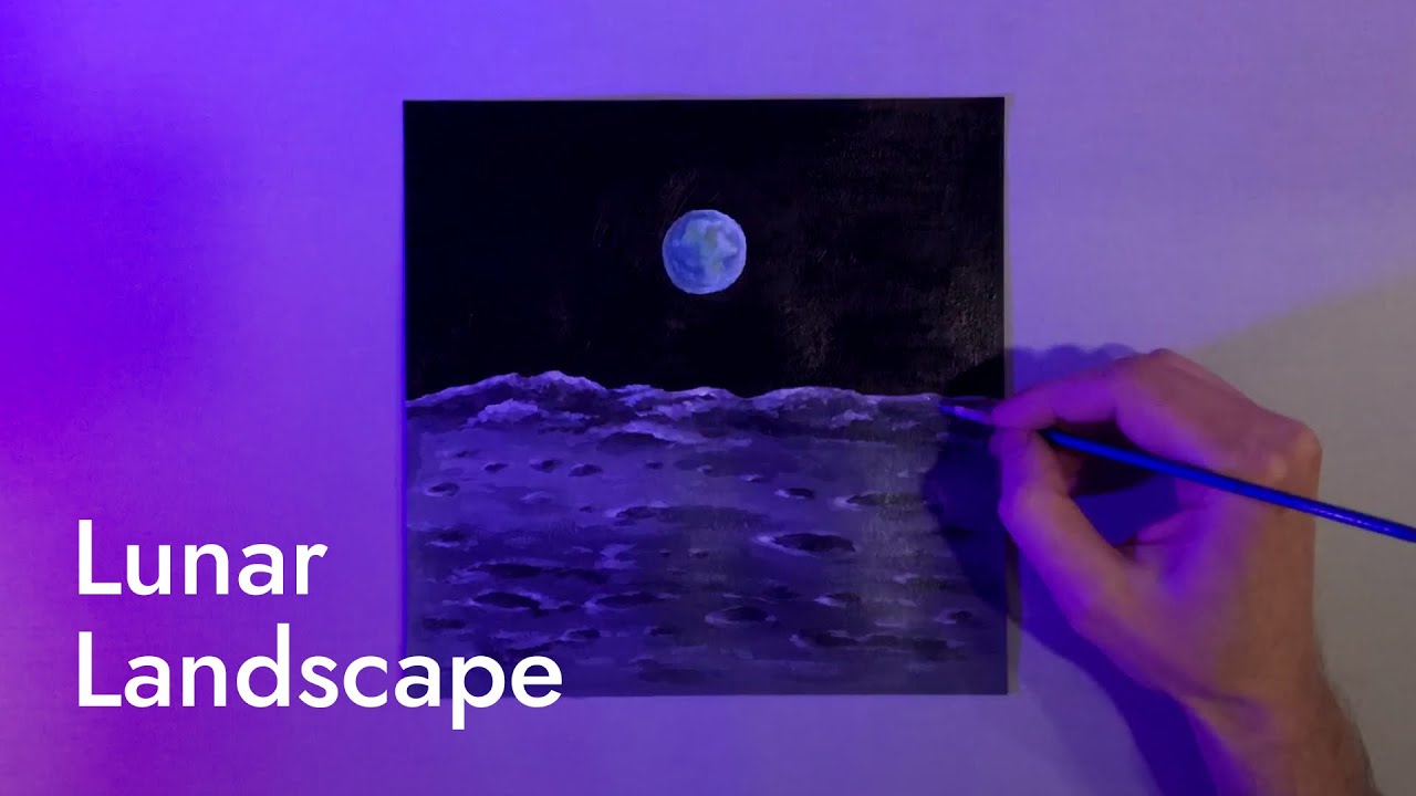 Lunar Landscape - Acrylic Painting Timelapse | How to paint a lunar ...