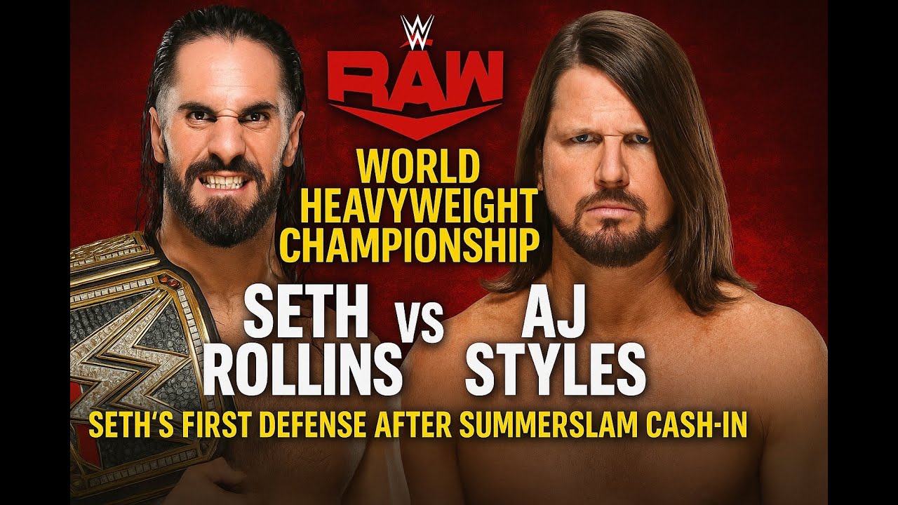 Seth Rollins vs AJ Styles – World Heavyweight Championship Match on RAW ...