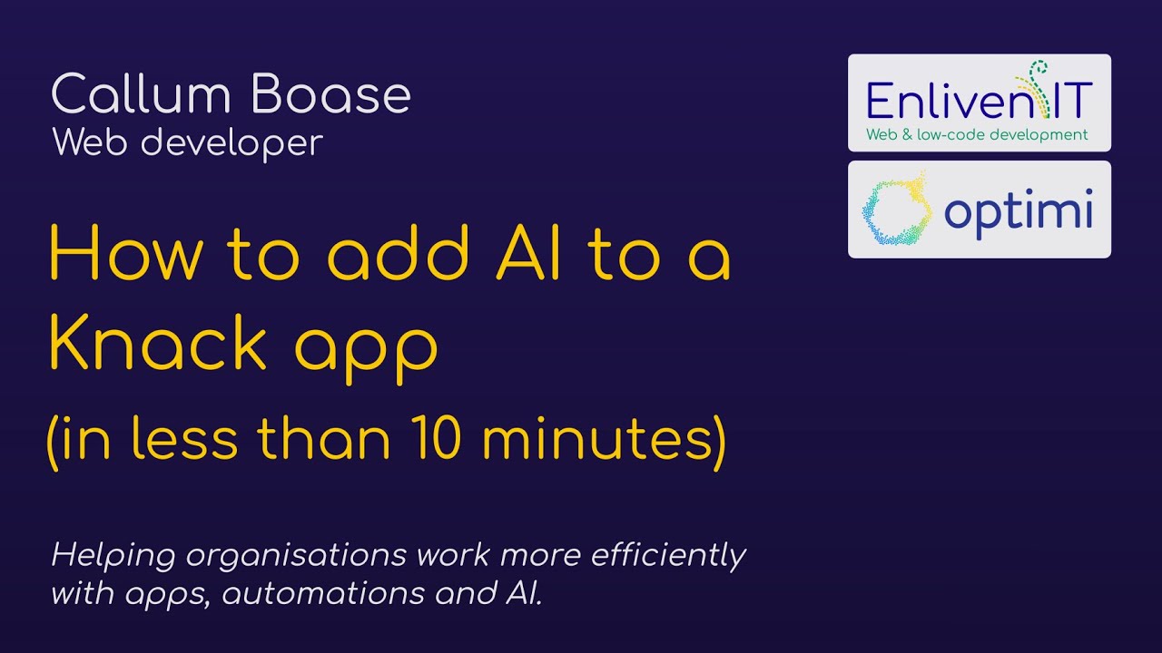 How to add AI to a Knack app (in less than 10 minutes) - YouTube