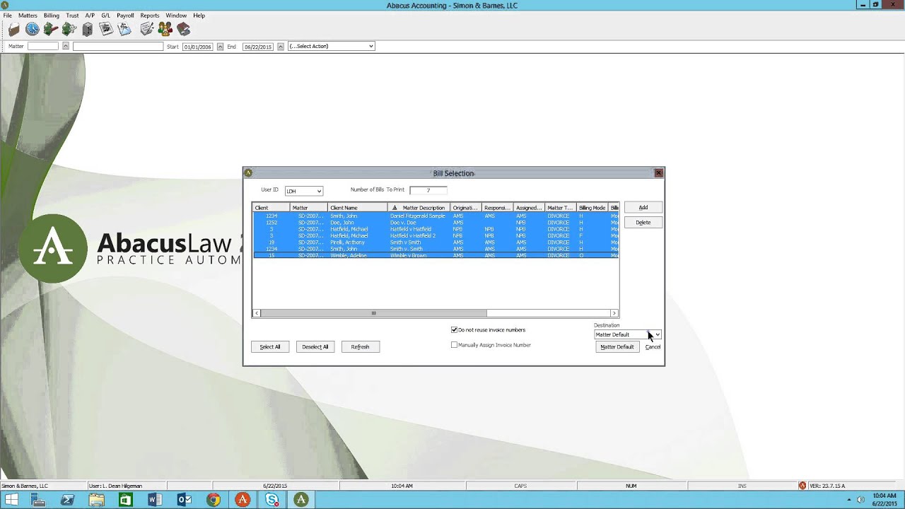 Abacus Accounting Printing Bills - YouTube