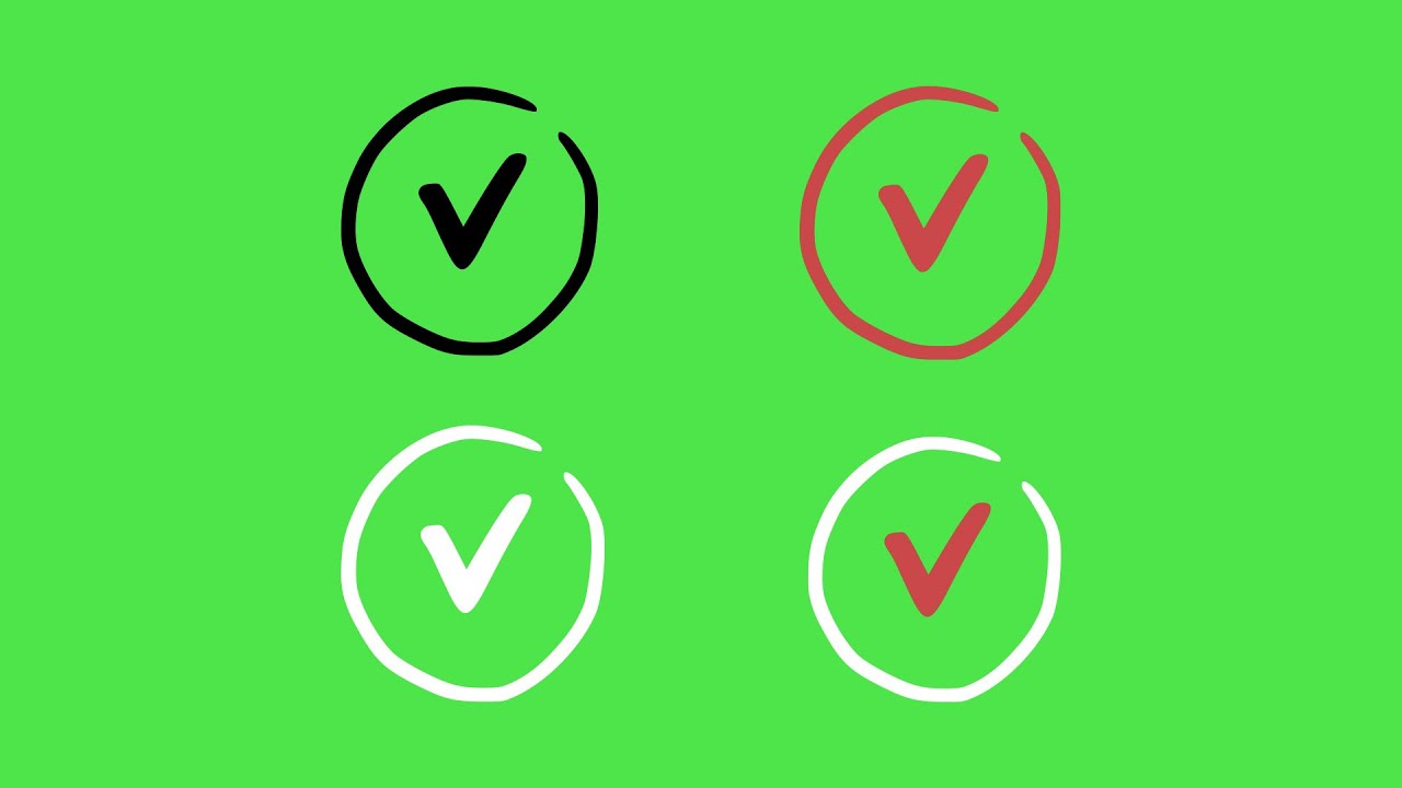 check mark green screen/ animation green screen/ doodle green screen #1 ...