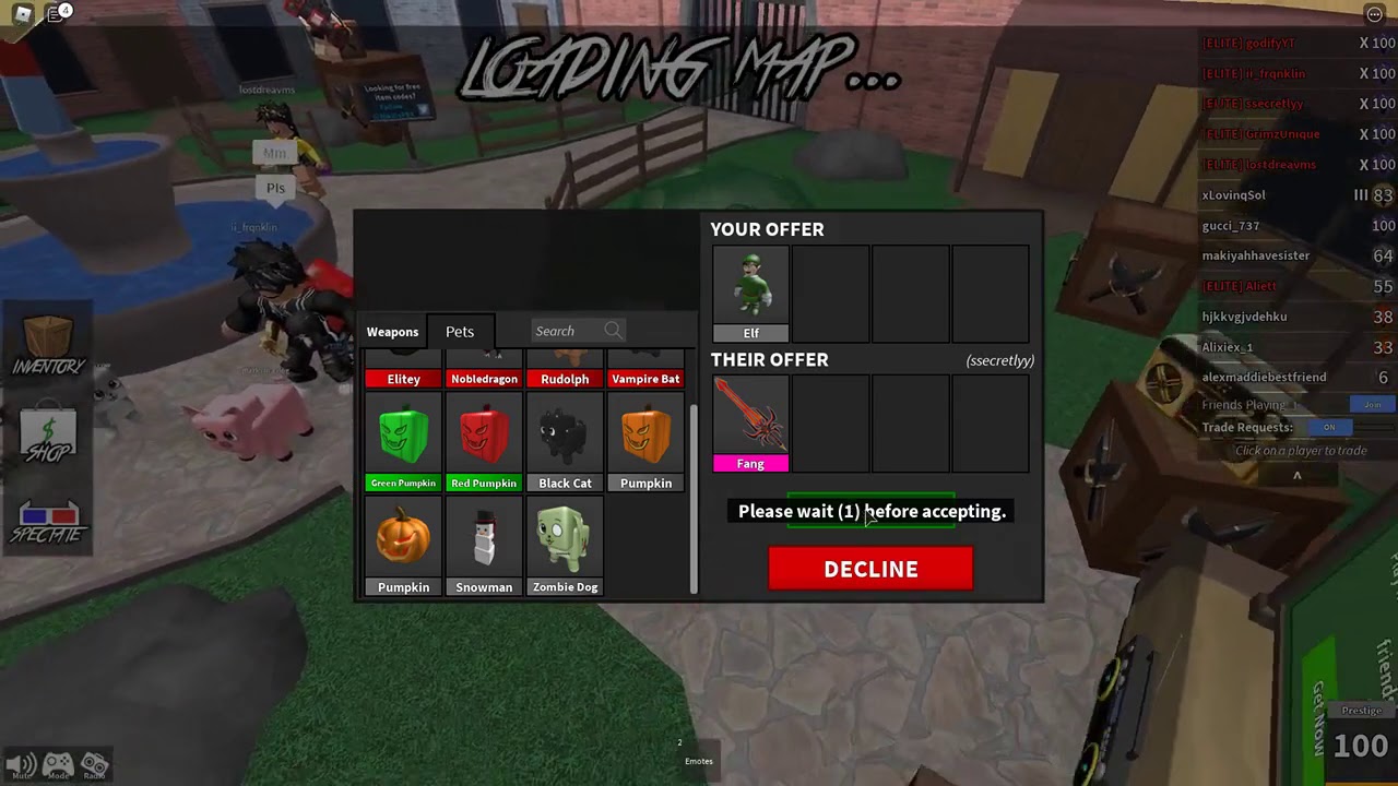 I TRADED MY ELF PET FOR FANG!!! MM2 Trading #19 - YouTube