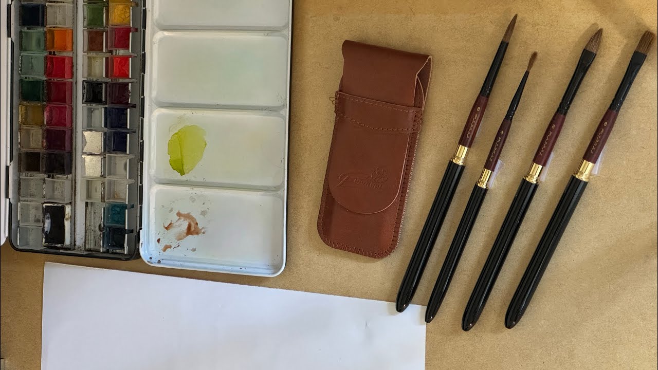 My Favorite 4 Piece Travel Set of Watercolor/Gouache Brushes - YouTube