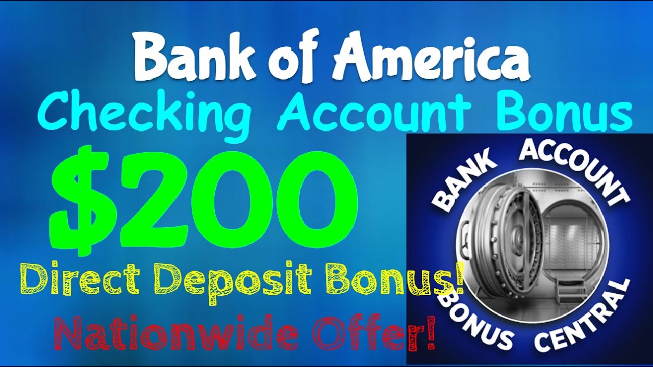 Bank of America $200 Checking Account Bonus! Nationwide OFFER! - YouTube