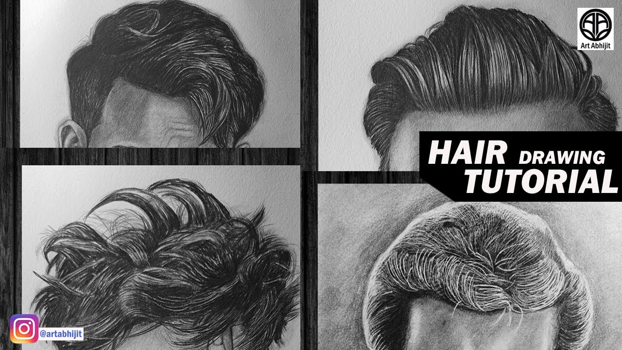 How to draw different types of Hair || Indenting technique for Hair ...