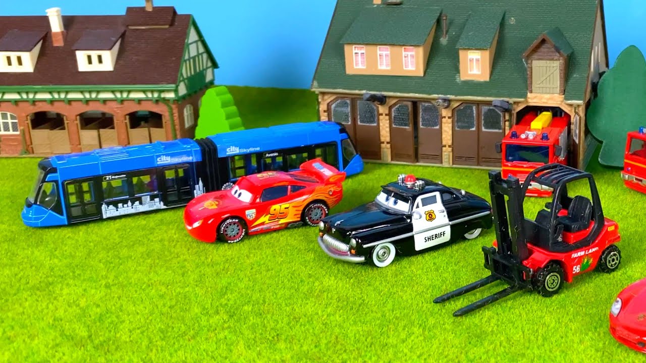 Toy cars and trucks for kid: toy fire truck, police car & race cars ...